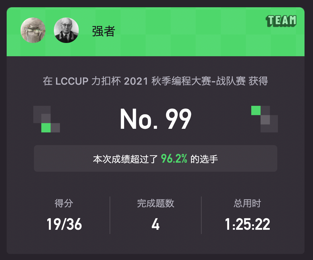 2021力扣杯秋季编程大赛 战队赛复盘 Leetcode Solution 力扣题解